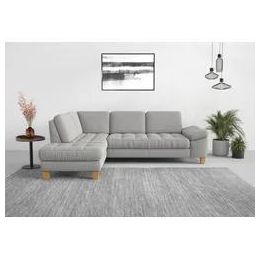 Sit & More Ecksofa SIT & MORE "Westham L-Form" Sofas Gr. B/H/T: 261cm x 88cm x 179cm, Struktur weich, Ottomane links, ohne Federkern-ohne Bettfunktion-ohne Armteilverstellung-ohne Sitztiefenverstellung-ohne Stauraum, weiß (silber) mit Ottomane, oder ohne Bettfunktion, Bettkasten, Verstellung