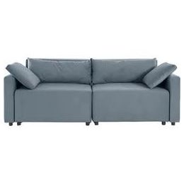 2-Sitzer Inosign "Marva 2tlg." Sofas Gr. B/H/T: 220cm x 89cm x 90cm, Samtoptik, grau (hellgrau) beide Elemente ausziehbar für Bettfunktion, mit Bettkasten