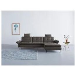 Ecksofa Inosign "Birkholm L-Form", grau (anthrazit), B:267cm H:83cm T:174cm, 100% Polyester, Sofas, Armlehnverstellung, auch in Easy Clean Bezug - mit Wasser zu reinigen