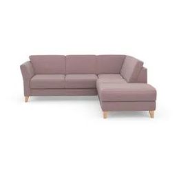 Sit & More Ecksofa SIT & MORE "Visby L-Form" Sofas Gr. B/H/T: 248cm x 87cm x 213cm, Struktur fein, Ottomane rechts, ohne Bettfunktion-ohne Bettkasten, rosa (altrosa) Wahlweise mit Bettfunktion und Stauraum, frei im Raum stellbar