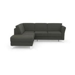 Sit & More Ecksofa SIT & MORE "Visby L-Form" Sofas Gr. B/H/T: 248cm x 87cm x 213cm, Struktur fein, Ottomane links, mit Bettfunktion-mit Bettkasten, grau (anthrazit) Wahlweise mit Bettfunktion und Stauraum, frei im Raum stellbar