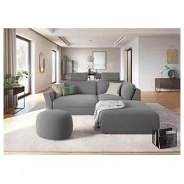 Sit & More Ecksofa SIT & MORE "Cadabra L-Form", grau, B:243cm H:80cm T:198cm, Samtoptik (100% Polyester);Soft clean (98% Polyester, 2% Polyamid);Struktur fein (100% Polyester), Sofas, Breite 243 cm, inklusive Sitztiefenverstellung