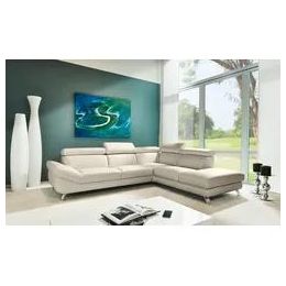 Ecksofa Places of Style "Laura L-Form" Sofas Gr. B/H/T: 284cm x 94cm x 233cm, NaturLEDER LongLife100, Recamiere rechts, beige (creme) mit Rückenverstellung