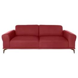 2,5-Sitzer W.Schillig "montanaa" Sofas Gr. B/H/T: 232cm x 78cm x 94cm, Longlife Xtra-Leder Z59, rot (ruby z59) mit Metallfüßen in Bronze pulverbeschichtet, Breite 232 cm