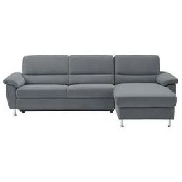 Ecksofa CALIZZA INTERIORS "Onyx L-Form" Sofas Gr. B/H/T: 270 cm x 90 cm x 158 cm, Samtoptik, Recamiere rechts, mit Bettfunktion mit Bettkasten, grau (1032 grey) Recamiere links oder rechts, wahlweise mit Bettfunktion, Breite 270 cm