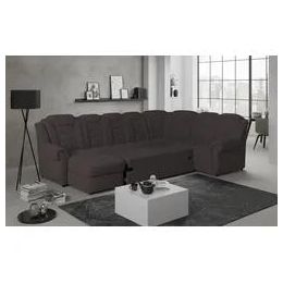 Wohnlandschaft Home Affaire "Boston U-Form" Sofas Gr. B/H/T: 333 cm x 102 cm x 216 cm, Microfaser bedruckt, langer Schenkel rechts-Recamiere links-Bettfunktion links, Mit Bettfunktion-mit Schubkasten, braun (earth) Gemütliche Wohnlandschaft mit hoher Rückenlehne in klassischem Design