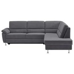 Ecksofa CALIZZA INTERIORS "Onyx L-Form" Sofas Gr. B/H/T: 257 cm x 90 cm x 196 cm, Microfaser, Ottomane rechts, mit Bettfunktion und Bettkasten, grau (09 anthrazit) Ottomane links oder rechts, wahlweise mit Bettfunktion, Breite 257 cm