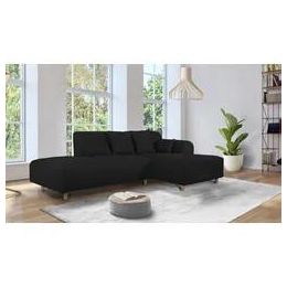 Ecksofa Andas "Svennis L-Form" Sofas Gr. B/H/T: 254cm x 83cm x 165cm, Struktur, Recamiere rechts, grau (anthrazit) incl. Zierkissen, in 2 Bezugsvarianten