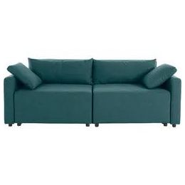 2-Sitzer Inosign "Marva 2tlg." Sofas Gr. B/H/T: 220cm x 89cm x 90cm, Struktur fein, blau (petrol) beide Elemente ausziehbar für Bettfunktion, mit Bettkasten