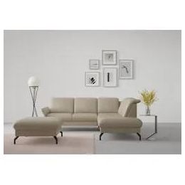 Sit & More Ecksofa SIT & MORE "Fashion L-Form" Sofas Gr. B/H/T: 250cm x 84cm x 207cm, Luxus-Microfaser mit Prägung, Ottomane rechts, mit Kopfteilverstellung, beige wahlweise mit Kopfteilverstellung und Vorziehsitz, motorisch