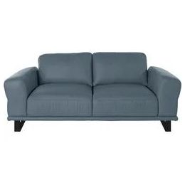 2-Sitzer W.Schillig "montanaa" Sofas Gr. B/H/T: 192cm x 78cm x 94cm, Longlife Xtra-Leder Z69, blau (blau z69) mit Metallkufen in Schwarz pulverbeschichtet, Breite 192 cm