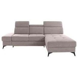 Ecksofa Inosign "Cardiz L-Form" Sofas Gr. B/H/T: 246 cm x 83 cm x 173 cm, Webstoff, Recamiere rechts, mit Bettfunktion-mit Bettkasten, rosa (rosé) inkl.Kopfteilverstellung und Federkern wahlweise mit Bettfunktion