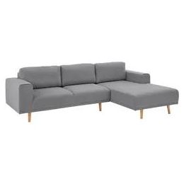 Ecksofa Home Affaire "Lasse L-Form" Sofas Gr. B/H/T: 273cm x 90cm x 167cm, Struktur fein, Recamiere rechts, grau (hellgrau) im scandinavischen Stil mit Holzfüßen