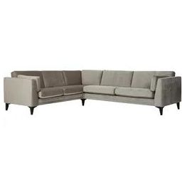 Ecksofa furninova "Avignon" Sofas Gr. B/H/T: 237 cm x 78 cm x 283 cm, Velours, langer Schenkel rechts, ohne Bettfunktion, grau (stone) inklusive 2 Armlehnkissen, im skandinavischen Design