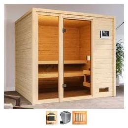 Welltime Sauna "Jackie" Saunen 9-kW-Ofen mit ext. Steuerung Gr. Saunaofen, beige (naturbelassen)