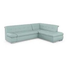 Ecksofa DOMO collection "Mona L-Form" Sofas Gr. B/H/T: 271cm x 80cm x 213cm, Struktur grob, Ottomane rechts, ohne Bettfunktion-mit Armlehnenfunktion, grün (mint) wahlweise mit Bett- und Armlehnfunktion