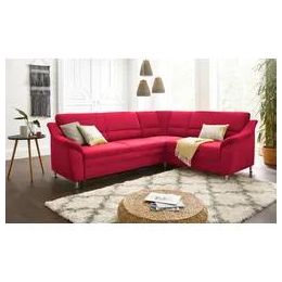 Sit & More Ecksofa SIT & MORE "Cardoso L-Form" Sofas Gr. B/H/T: 249cm x 90cm x 209cm, Flachgewebe, langer Schenkel links, keine Funktion, rot mit Federkern, wahlweise Bettfunktion und Schubkasten