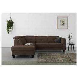 Sit & More Ecksofa SIT & MORE "Belluci L-Form" Sofas Gr. B/H/T: 249cm x 85cm x 195cm, Luxus-Microfaser ALTARA NUBUCK, Ottomane links, ohne Bettfunktion-ohne Bettkasten, braun (dunkelbraun) inklusive Federkern, wahlweise mit Bettfunktion und Bettkasten