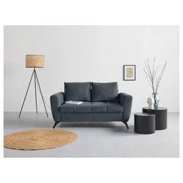 2-Sitzer Inosign "Lörby" Sofas Gr. B/H/T: 160cm x 90cm x 92cm, Aqua Clean Pascha, Aqua Clean Pascha, blau (blaugrau) auch mit Aqua clean-Bezug, feine Steppung im Sitzbereich, lose Kissen