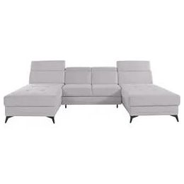 Wohnlandschaft Inosign "Cardiz U-Form" Sofas Gr. B/H/T: 296 cm x 83 cm x 173 cm, Luxus-Microfaser Paris, gleichschenklig, ohne Bettfunktion-ohne Bettkasten, silberfarben (silber) inkl.Kopfteilverstellung und Federkern wahlweise mit Bettfunktion