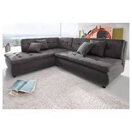 Ecksofa TRENDS BY HG "Pool L-Form" Sofas Gr. B/H/T: 245cm x 80cm x 105cm, Microfaser PRIMABELLE-Struktur, Ottomane links, mit Bettfunktion, schwarz (anthrazit/pepper) wahlweise mit Bettfunktion, frei im Raum stellbar