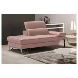 Ottomane Egoitaliano "Princess, elegantes Designsofa mit erstklassigem Sitzkomfort" Sofas Gr. B/H/T: 177cm x 95cm x 108cm, Leder NUVOLE, Armlehne rechts, rosa (altrosa) inkl. verstellbarem Kopfteil und edle Designmetallfüße