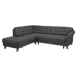 Ecksofa Home Affaire "Trondheim L-Form" Sofas Gr. B/H/T: 260cm x 89cm x 90cm, Luxus-Microfaser, Ottomane links, mit Bettfunktion-mit Stauraum, grau (anthrazit) mit Federkern