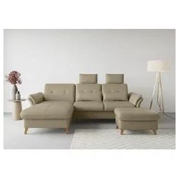 Sit & More Ecksofa SIT & MORE "Göteborg" Sofas Gr. B/H/T: 268cm x 90cm x 176cm, Luxus-Microfaser, Recamiere links, mit Bettfunktion-mit Bettkasten, beige Sitztiefenverstellung und Federkern, wahlweise mit Bettfunktion