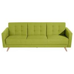 3-Sitzer Max Winzer "Julius Kippcouch mit komfortablem Federkern, klassisch und modern" Sofas Gr. B/H/T: 224cm x 81cm x 83cm, Strukturwebstoff 16523, grün (apfel) Schlafsofa, inklusive Bettfunktion & Bettkasten, Breite 224 cm