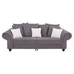 Big-Sofa Home Affaire "King Henry" Sofas Gr. B/H/T: 242cm x 90cm x 103cm, Samtstoff, ohne Funktion, grau (anthrazit) in legerer Polsterung und vielen losen Kissen Bestseller