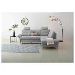 Ecksofa Home Affaire "Westerland L-Form" Sofas Gr. B/H/T: 238cm x 90cm x 213cm, Chenille-Optik, Ottomane rechts, ohne Bettfunktion, ohne Stauraum ohne Armlehnfunktion, grau Federkern-Polsterung, wahlweise mit Bettfunktion, Bettkasten