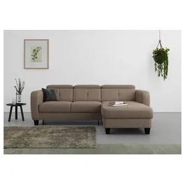 Sit & More Ecksofa SIT & MORE "Belluci L-Form" Sofas Gr. B/H/T: 247cm x 85cm x 170cm, Luxus-Microfaser Florence, Recamiere rechts, mit Bettfunktion-mit Bettkasten, braun (nuss) inklusive Federkern, wahlweise mit Bettfunktion und Bettkasten