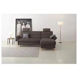 Ecksofa Home Affaire "Westerland L-Form" Sofas Gr. B/H/T: 252cm x 90cm x 162cm, Luxus-Microfaser ALTARA NUBUCK, Recamiere rechts, ohne Bettfunktion, ohne Bettkasten, ohne Armlehnfunktion, braun (dunkelbraun) Federkern-Polsterung, wahlweise mit Bettfunktion, Bettkasten