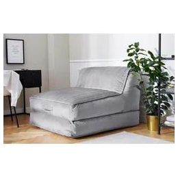 Relaxsessel LEONIQUE "Polly" Sessel Gr. Samtvelours, Bettfunktion, B/H: 106cm x 86cm, grau Loungesessel mit Schlaffunktion, perfekt als Gästebett, Daybed