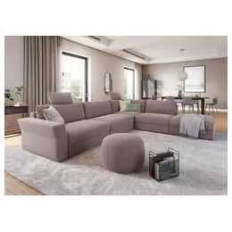 Sit & More Ecksofa SIT & MORE "Cadabra L-Form" Sofas Gr. B/H/T: 356cm x 80cm x 292cm, Struktur fein, Ottomane rechts, rosa (altrosa) Breite 356 cm, mit Sitztiefenverstellung