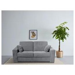 2-Sitzer Home Affaire "Roma Matratzenhöhe 14 cm" Sofas Gr. B/H/T: 180cm x 85cm x 95cm, Luxus-Microfaser weich, Liegefläche: 123 x 198cm, grau (hellgrau) Dauerschlaffunktion, mit Unterfederung, Liegemaße ca 123x198 cm