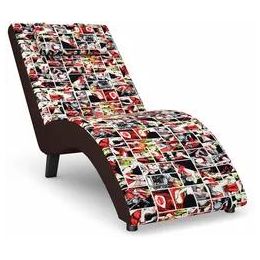 Relaxliege Max Winzer "build-a-chair Nova" Sofas Gr. B/H/T: 63cm x 84cm x 160cm, Flachgewebe, Korpus: Kunstleder braun-Füße: Schwarz, bunt (print by steffen kindt) inklusive Nackenkissen, zum Selbstgestalten