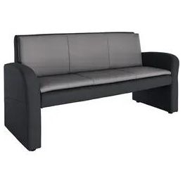 Hockerbank exxpo - SOFA FASHION "Cortado, 3-Sitzer mit hohem Sitzkomfort" Hocker Gr. B/H/T: 182cm x 89cm x 67cm, schwarz (schwarz/grau) Polsterbank Hocker hohe Bodenfreiheit, schöne Detailverarbeitung, wahlweise Lederbezug