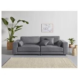 3-Sitzer OTTO products "Grenette" Sofas Gr. B/H/T: 244cm x 77cm x 100cm, Struktur (recyceltes Polyester), grau (anthrazit) Modulsofa, im Baumwoll-Leinenmix oder aus recycelten Stoffen