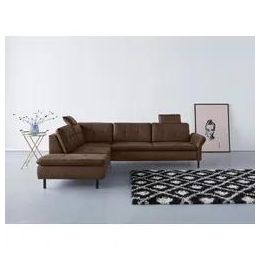 Ecksofa Inosign "Birkholm L-Form", braun (dunkelbraun), B:270cm H:83cm T:226cm, 100% Polyester, Sofas, Armlehnverstellung, auch in Easy Clean Bezug - mit Wasser zu reinigen