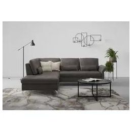 Ecksofa Inosign "Palm Beach L-Form" Sofas Gr. B/H/T: 259cm x 89cm x 224cm, Luxus-Microfaser in Lederoptik, Ottomane links, mit Sitztiefenverstellung-ohne Bettfunktiom-ohne Stauraum-ohne Armteilverstellung, grau (anthrazit) Federkern, mit Sitztiefenverstellung, wahlweise Bettfunktion