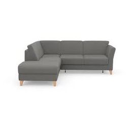 Sit & More Ecksofa SIT & MORE "Visby L-Form" Sofas Gr. B/H/T: 248cm x 87cm x 213cm, Struktur fein, Ottomane links, mit Bettfunktion-mit Stauraum, grau Wahlweise mit Bettfunktion und Stauraum, frei im Raum stellbar