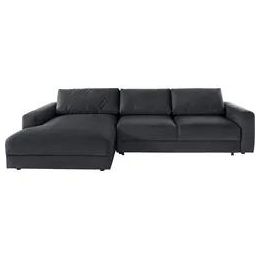 Ecksofa Places of Style "Bloomfield, L-Form" Sofas Gr. B/H/T: 303cm x 84cm x 176cm, Velours, mega-Recamiere links, XL mit Bettfunktion und Bettkasten, grau (anthrazit) wahlweise mit Bettfunktion und Bettkasten