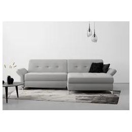 Ecksofa Inosign "Maredo L-Form" Sofas Gr. B/H/T: 284 cm x 89 cm x 179 cm, Luxus-Microfaser Euphoria, mega-Recamiere rechts, ohne Kopfteilverstellung, ohne Armteilfunktion, grau Federkern, wahlweise auch mit Kopfteil- und Armlehnverstellung