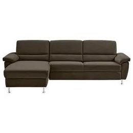 Ecksofa CALIZZA INTERIORS "Onyx L-Form" Sofas Gr. B/H/T: 270cm x 90cm x 158cm, Flachgewebe, Recamiere links, ohne Bettfunktion ohne Bettkasten, braun (mocca) Recamiere links oder rechts, wahlweise mit Bettfunktion, Breite 270 cm