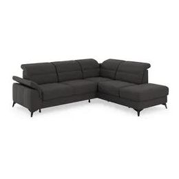 Sit & More Ecksofa SIT & MORE "Sinatra L-Form", grau (fango), B:251cm H:85cm T:220cm, 100% Polyester, Sofas, mit Ottomane, optional mit Kopfteilverstellung und Armteilfunktion