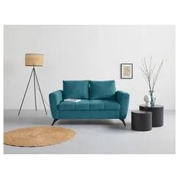 2-Sitzer Inosign "Lörby" Sofas Gr. B/H/T: 160cm x 90cm x 92cm, Aqua Clean Pascha, Aqua Clean Pascha, blau (petrol) auch mit Aqua clean-Bezug, feine Steppung im Sitzbereich, lose Kissen