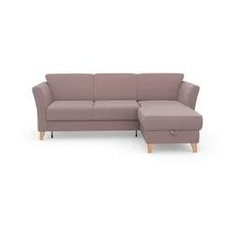 Sit & More Ecksofa SIT & MORE "Visby L-Form" Sofas Gr. B/H/T: 248cm x 87cm x 162cm, Struktur fein, Recamiere rechts, mit Bettfunktion-mit Bettkasten, rosa (altrosa) Wahlweise mit Bettfunktion und Bettkasten, frei im Raum stellbar