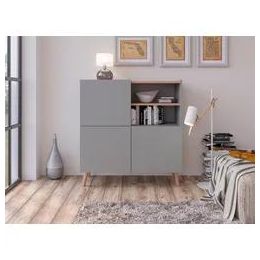 Highboard Inosign "Scandi" Sideboards Gr. B/H/T: 99,8 cm x 105,3 cm x 41,7 cm, grau (platin grau, jackson hickory) Höhe 105 cm