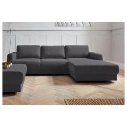 Ecksofa Andas "Hobro L-Form" Sofas Gr. B/H/T: 264cm x 80cm x 175cm, Struktur grob, Recamiere rechts, grau (anthrazit) in 3 Bezugsqualitäten vielen Farben, Design by Morten Georgsen